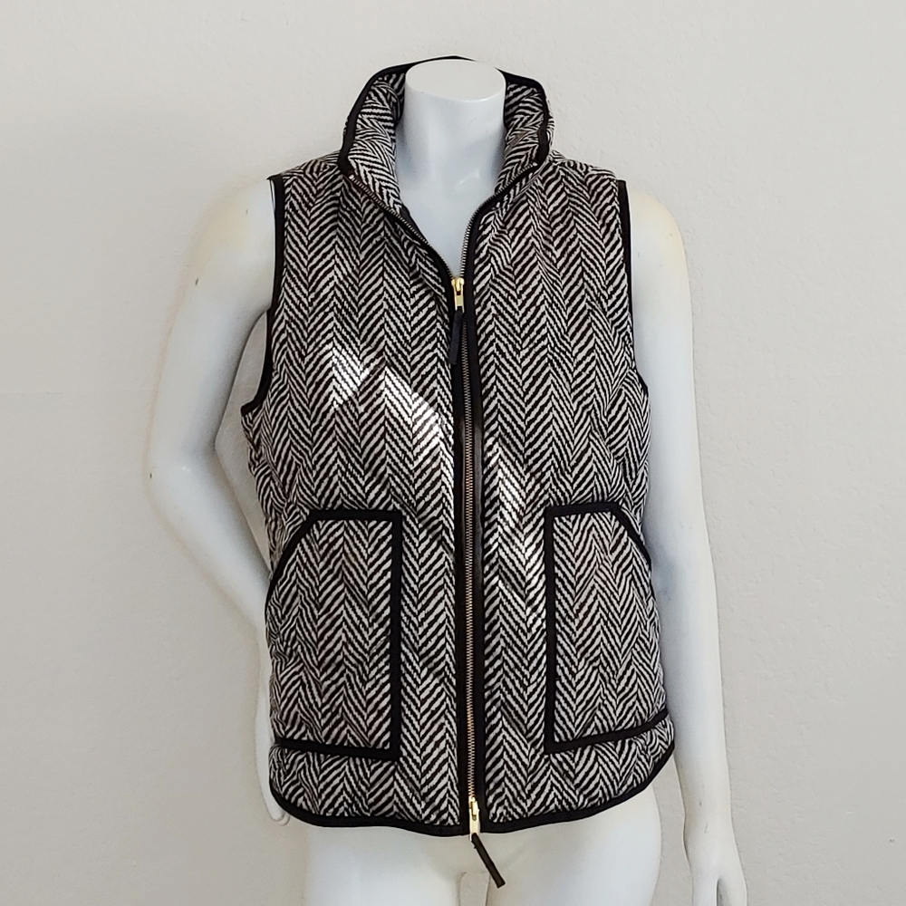 J. Crew Herringbone Down Quilted Puffer Ve - Gem